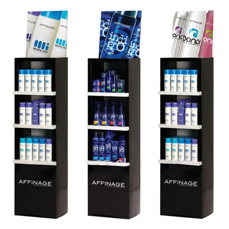 Custom 3 Tiers Shampoo Cardboard Floor Display Stand In Supermarket ...