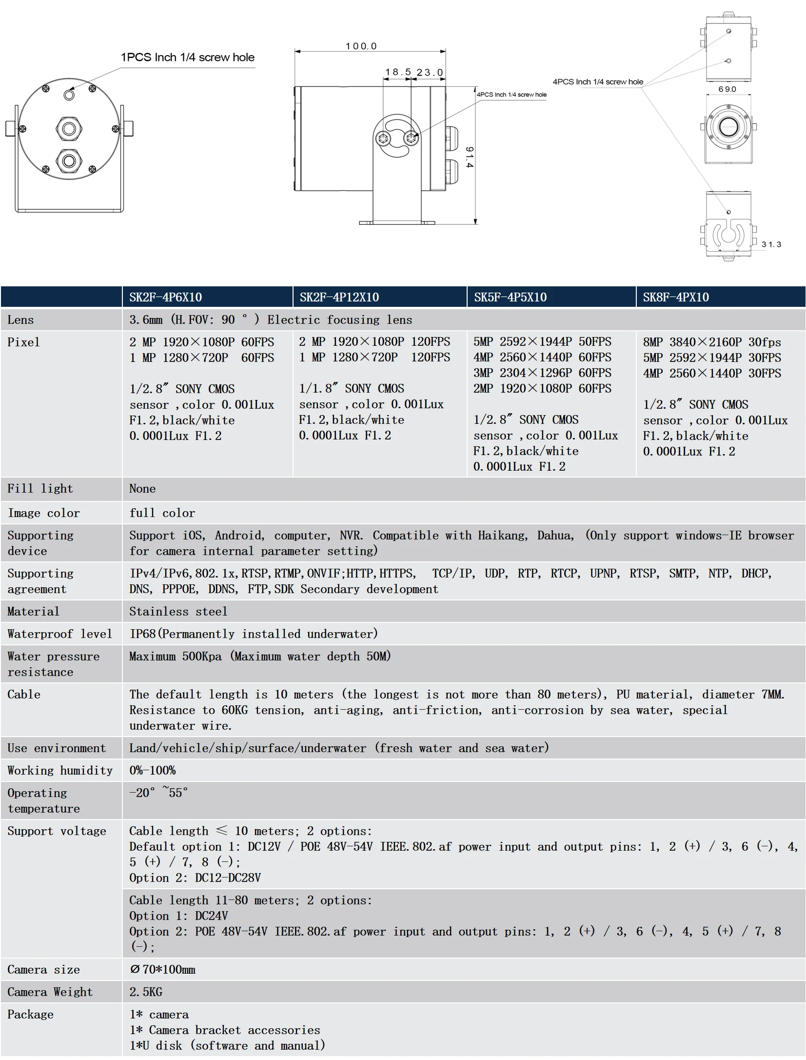 Ip68 Underwater Ip Camera Swimming Pool Aquarium Camera Ocean ...
