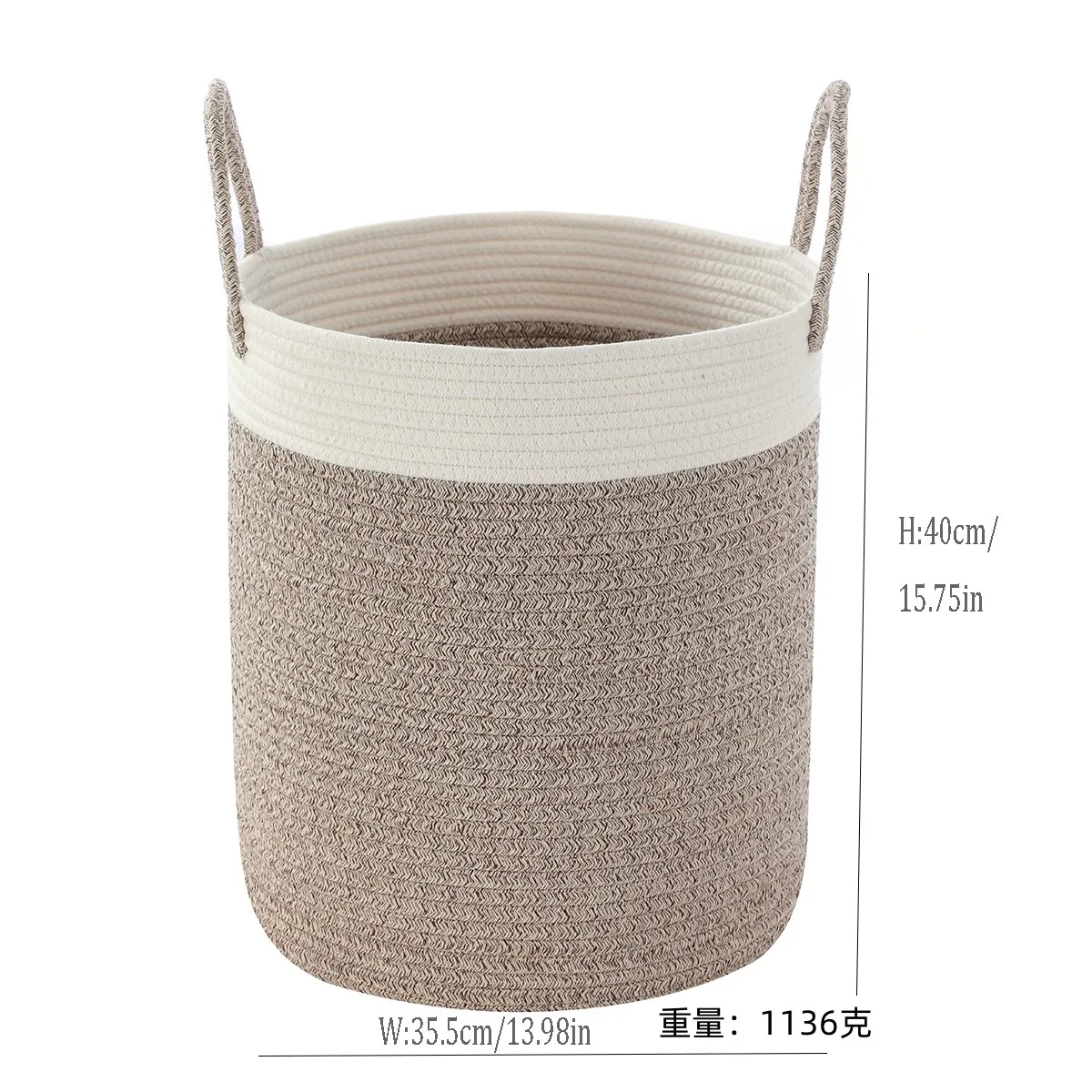 Large Woven Storage Baskets Laundry Basket Handle Cotton Rope Storage ...