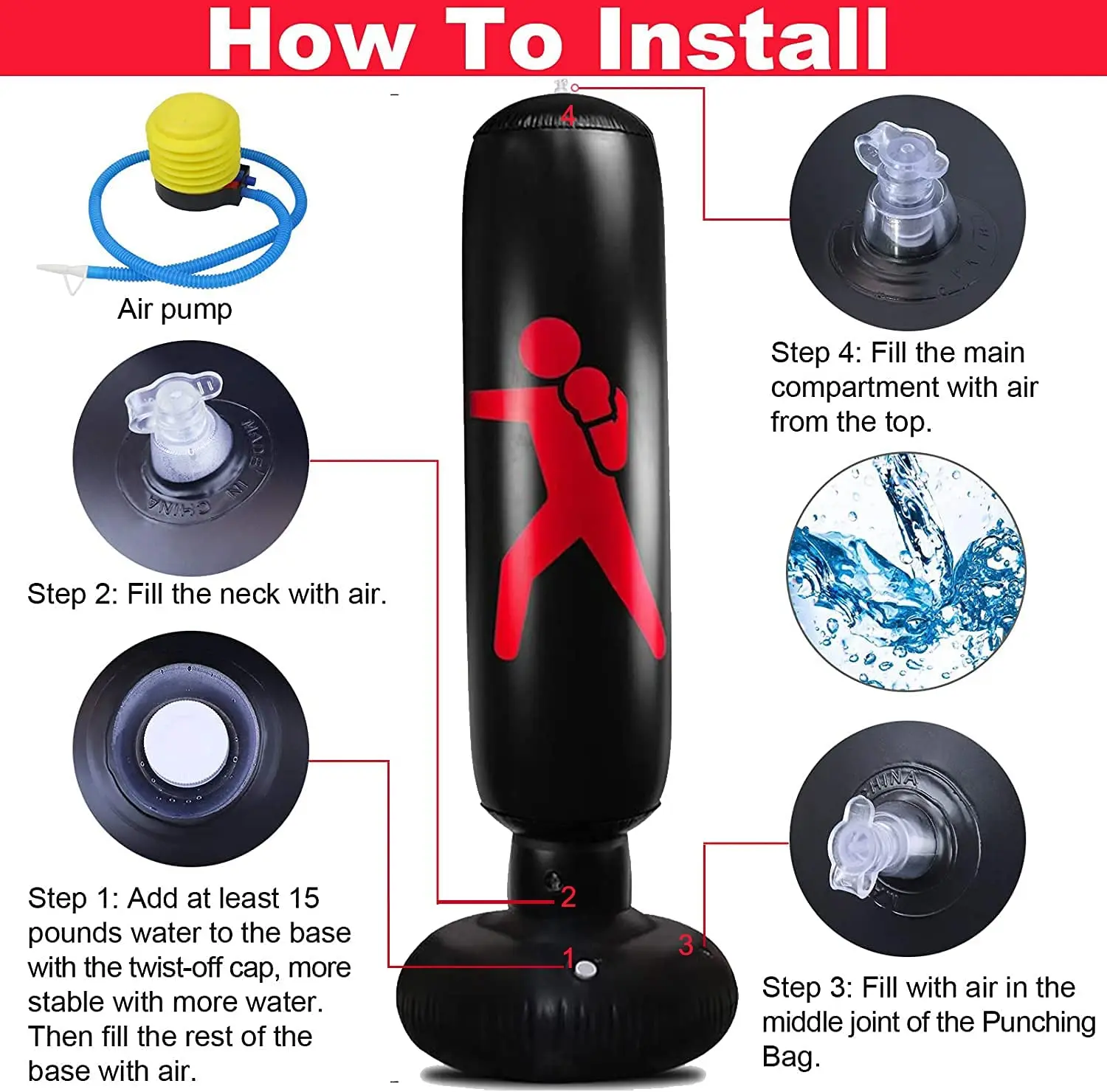 Hot Sale 160cm Pvc Freestanding Punch Bag Boxing Bags Kids Inflatable ...