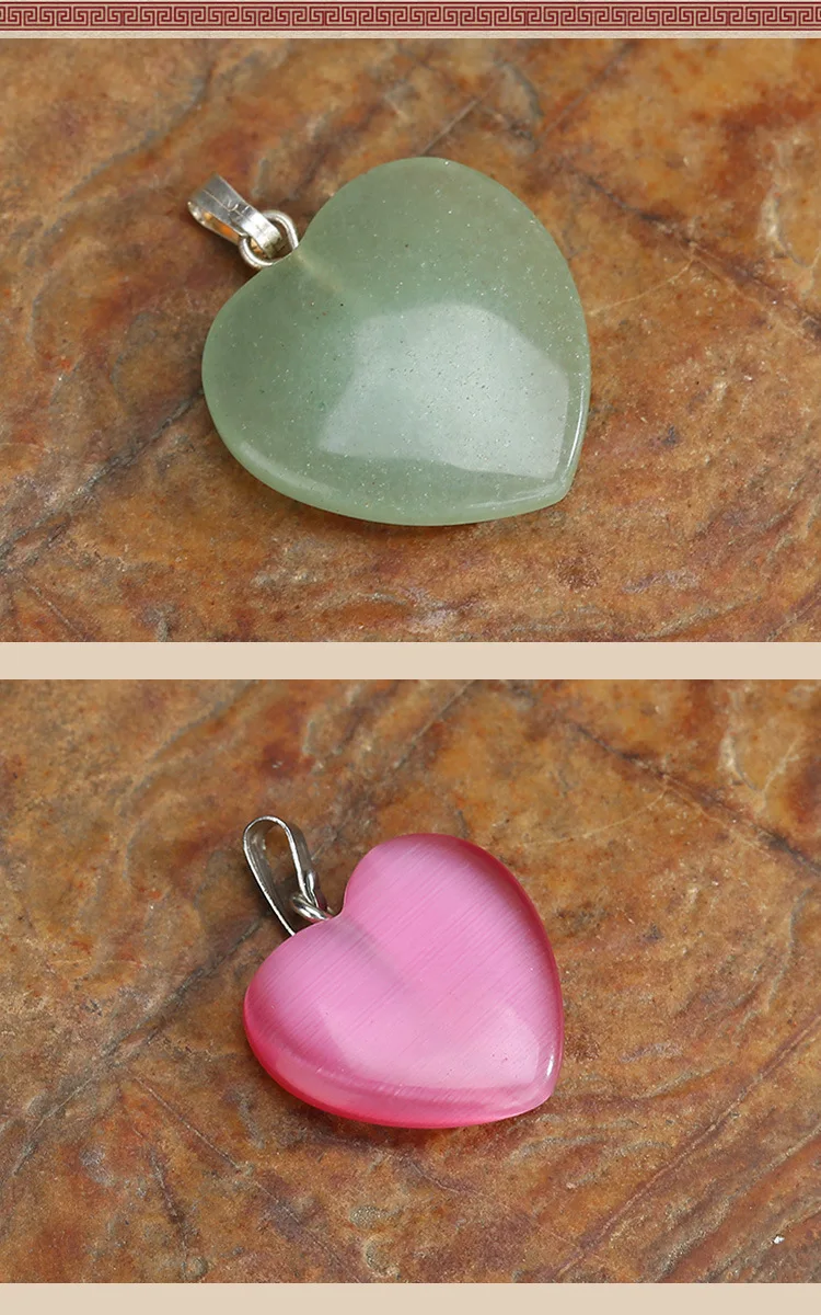 Hot Selling Natural Gemstone Heart Pendant Rose Quartz Jade Crystal ...