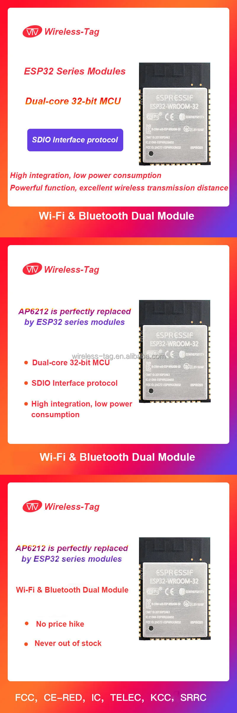 High Quality IC Espressif Origin Esp32 Wroom 32 esp 32 32mbits 4mb Flash Smd Esp32 Module esp32 ...