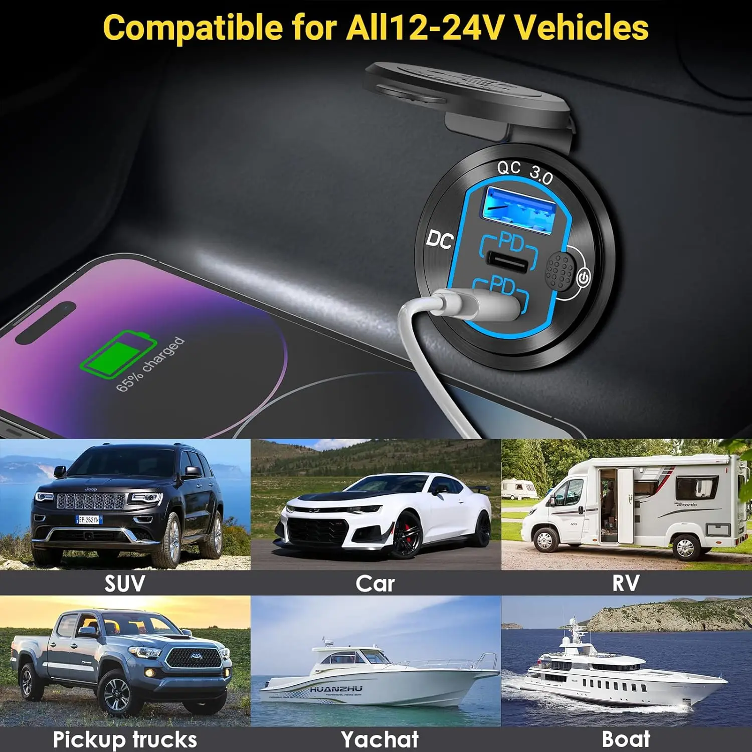 Waterproof 12v 24v Multiple Charger And Usb For Cars - Buy Micro Usb ...