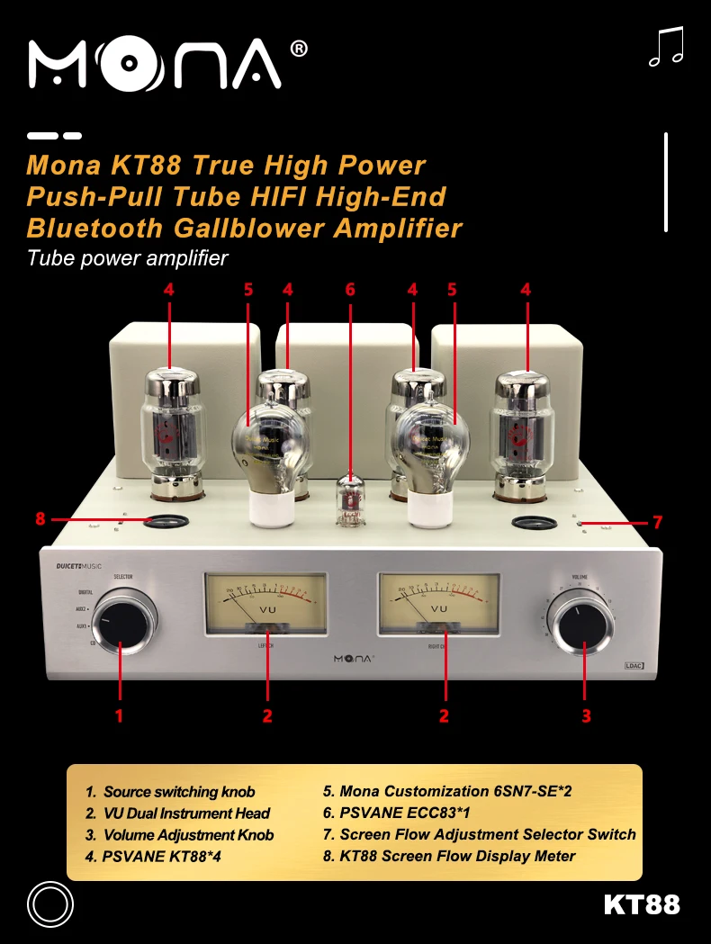 Mona Kt88 Push-pull Amplifier Tube Hifi Audio Processor For Turntable ...