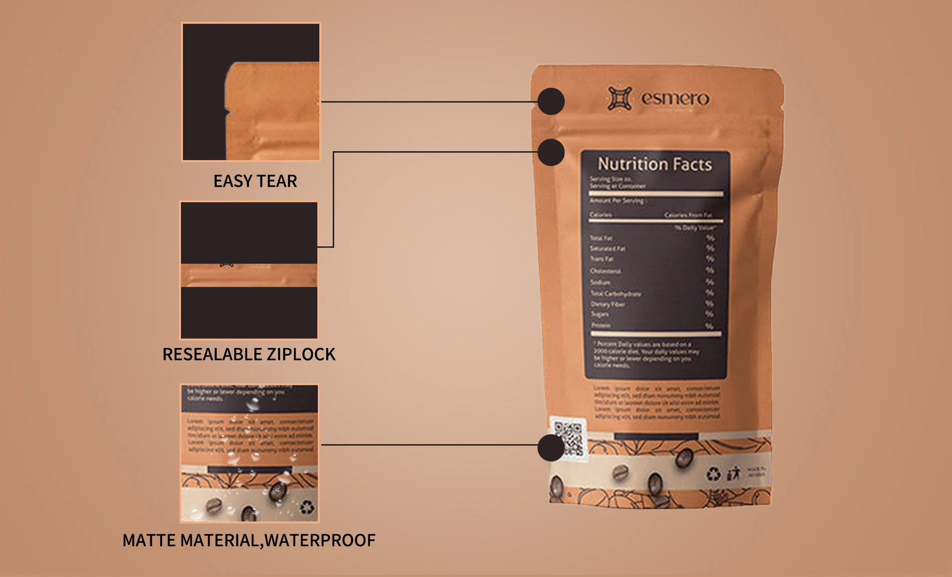 Food Grade Design Logo Printed Box Pouch Coffee Bag Packaging With ...