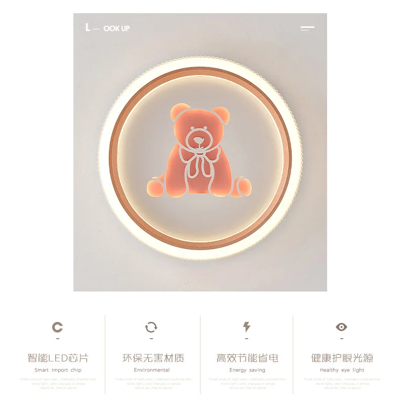Pink Romantic Bedroom Living Room Ceiling Lamp Bear Shape Children's ...