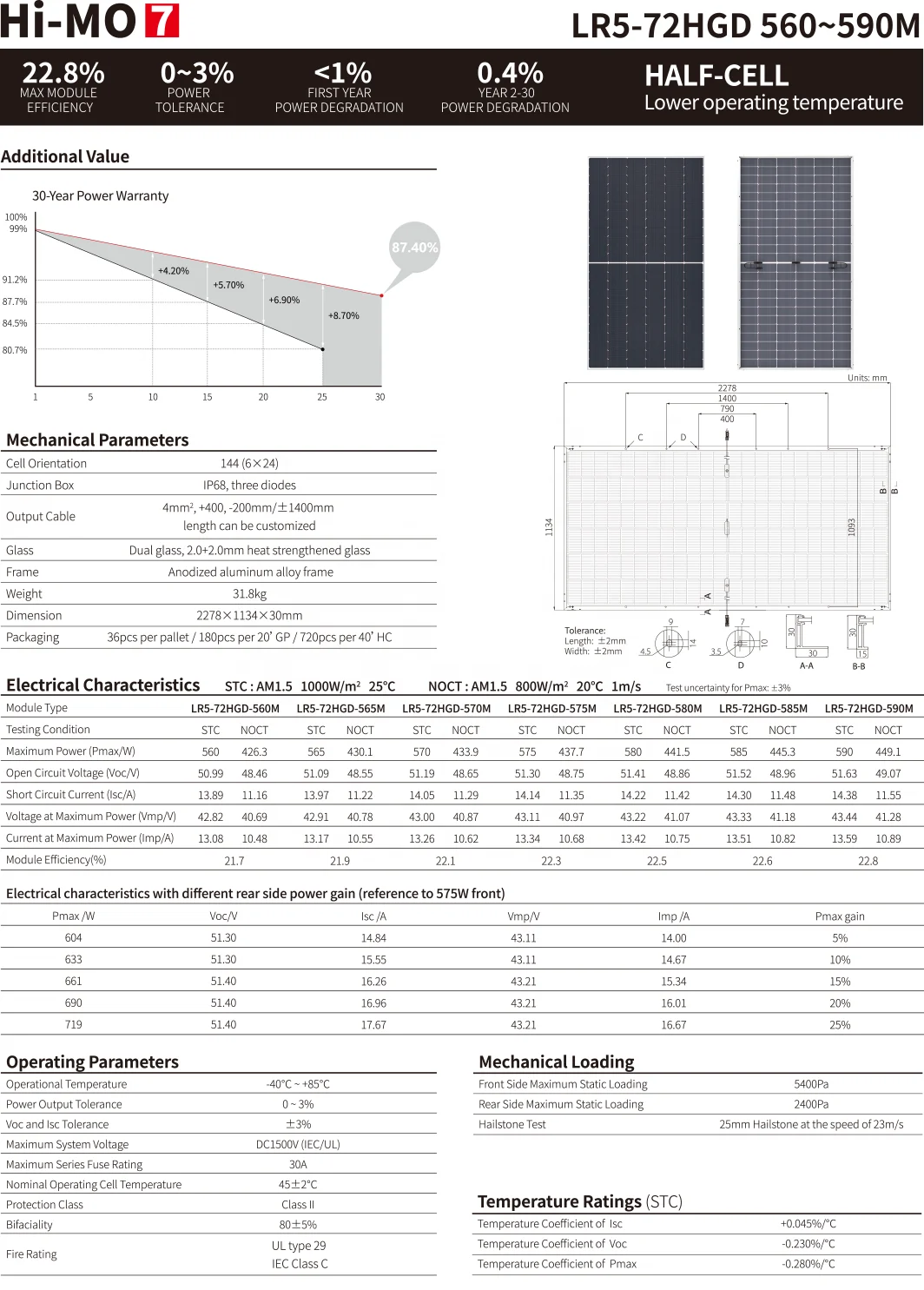 Longi Hi-mo7 Lr5-72hgd 560-590m Solar Panels 560w 565w 570w 575w 580w 585w 590w Solar Panels ...
