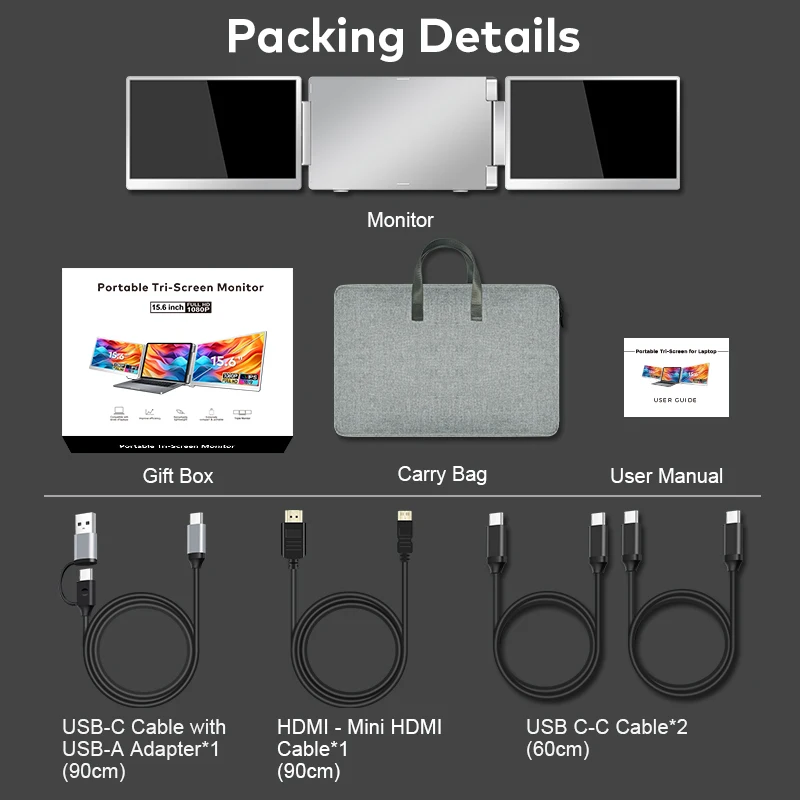 Widely Compatible Plug and Play 16'' IPS Display 1200p 360 Rotation ...