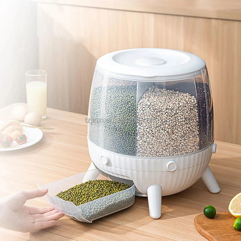 360 Rotating Rice Dispenser Food Dispenser 6 In 1 6-grid Rotatable ...