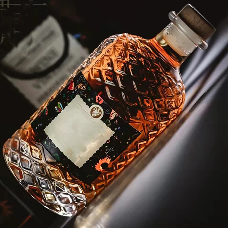 Custom Extra Flint 750ml 700ml 500ml Glass Bottle With Cork Cap For ...