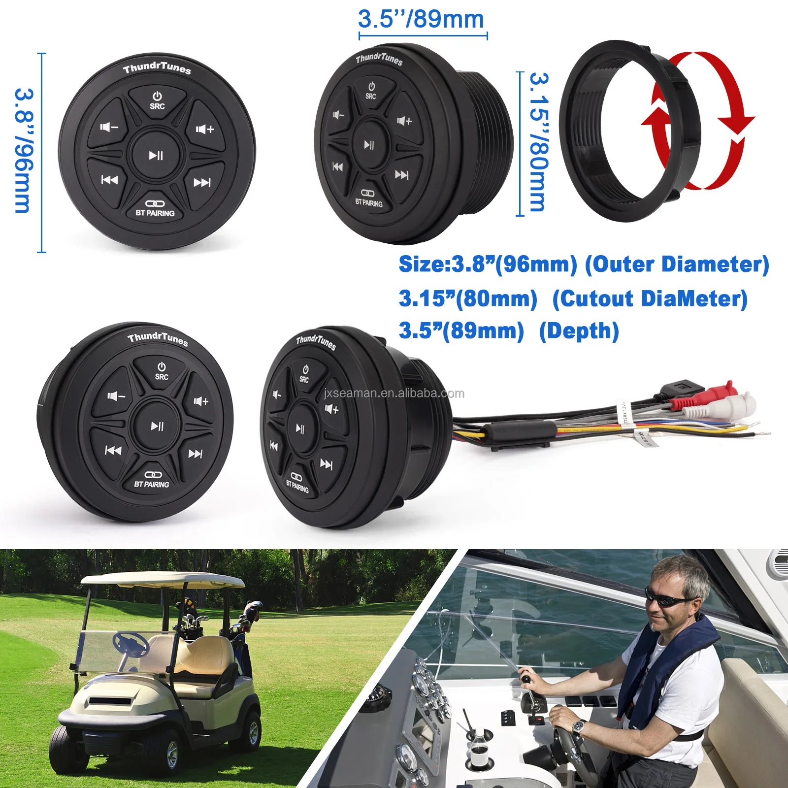 Waterproof Marine Amplified Wireless Bluetooth Audio Controller Kit W ...