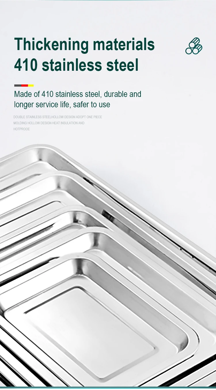 2 Centimeters Stainless Steel Plates Rectangular square Serving Tray ...