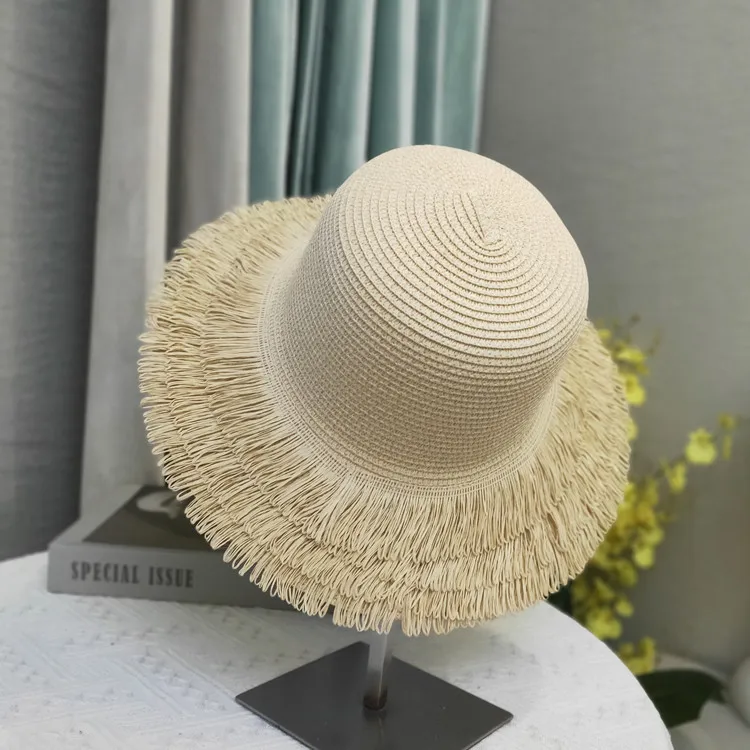 High Quality Natural Raffia Handmade Tassel Straw Hats for Women Large ...
