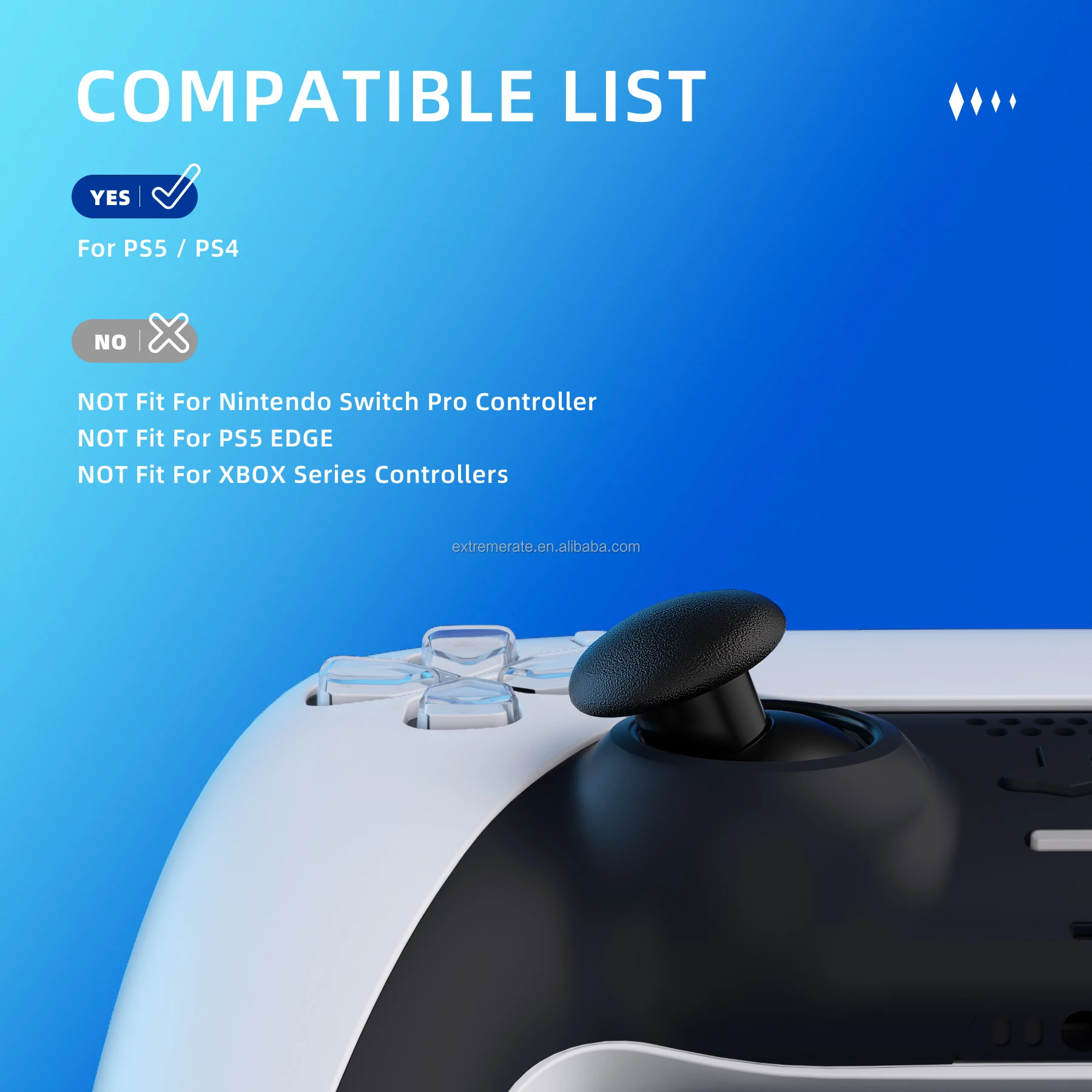 Extremerate Black Removable Analog Sticks for PS5 & PS4