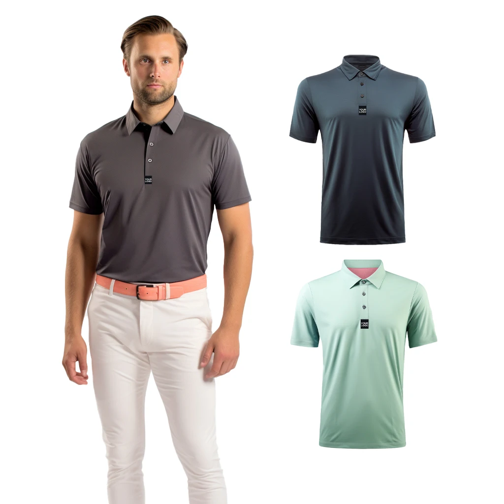 Casual Plain Golf Men T Shirts Polo Short Sleeve Men's Polyester Polo ...