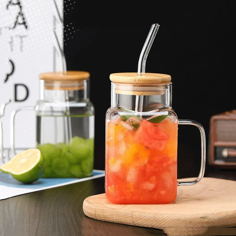 550ml Bamboo Lids Simple Large Capacity Mug Heat-resistant Milk Juice ...