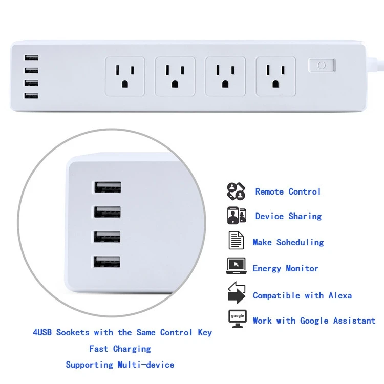 Wholesales US Wifi Smart Power Socket - 4 Way Power Strip