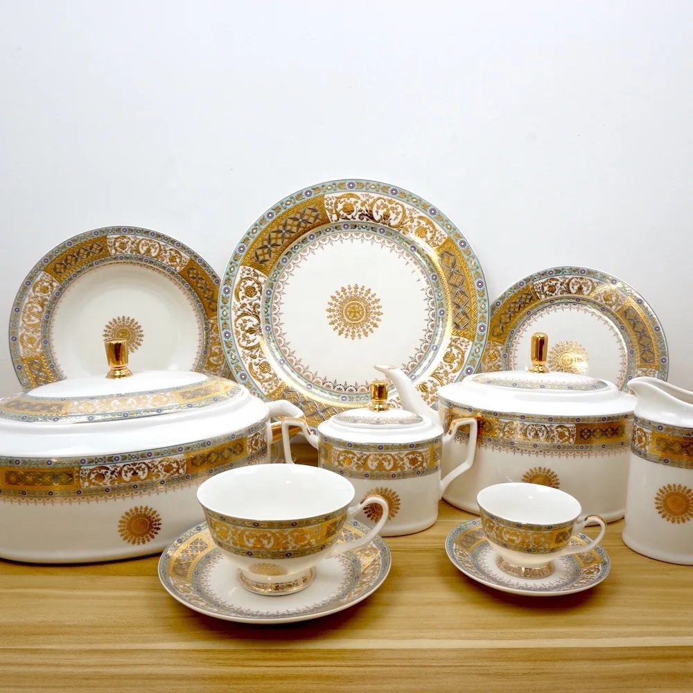 Dinner Set Luxury Gold Fine Porcelain Tableware Ceramic| Alibaba.com