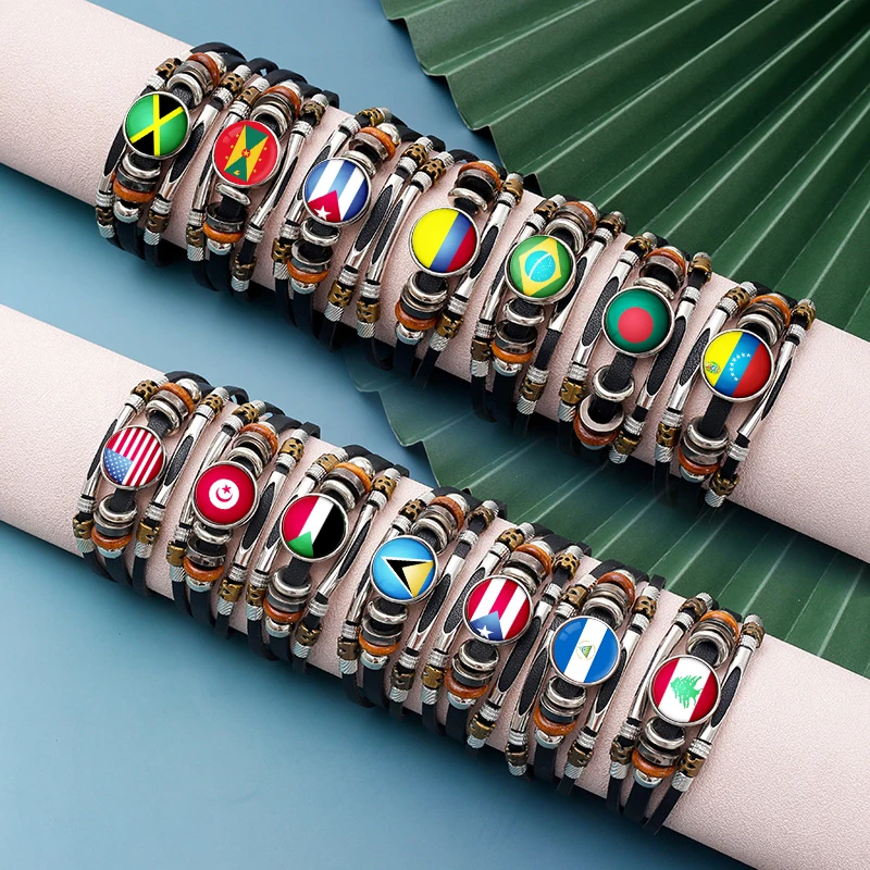 233 Countries National Flag Bracelet - Crystal Bead Charm for Sports ...
