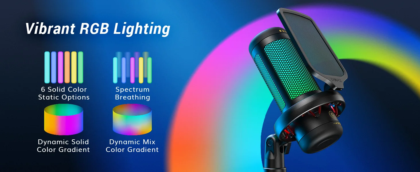 TONOR TC310 Microphone - Professional Gaming RGB Mic