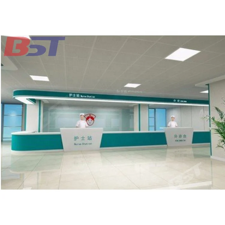 Hospital pink Reception Table Front Desk Nurse Guidance Station Tables ...