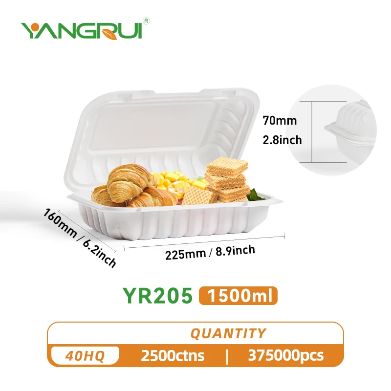 8x8" 3-compartment Eco-friendly Clamshell To Go Box Mineral Filler ...