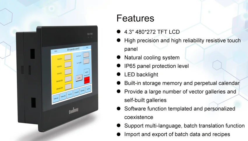 DC24V 4.3inch Touch Screen HMI TFT LCD Display Rs232/rs485