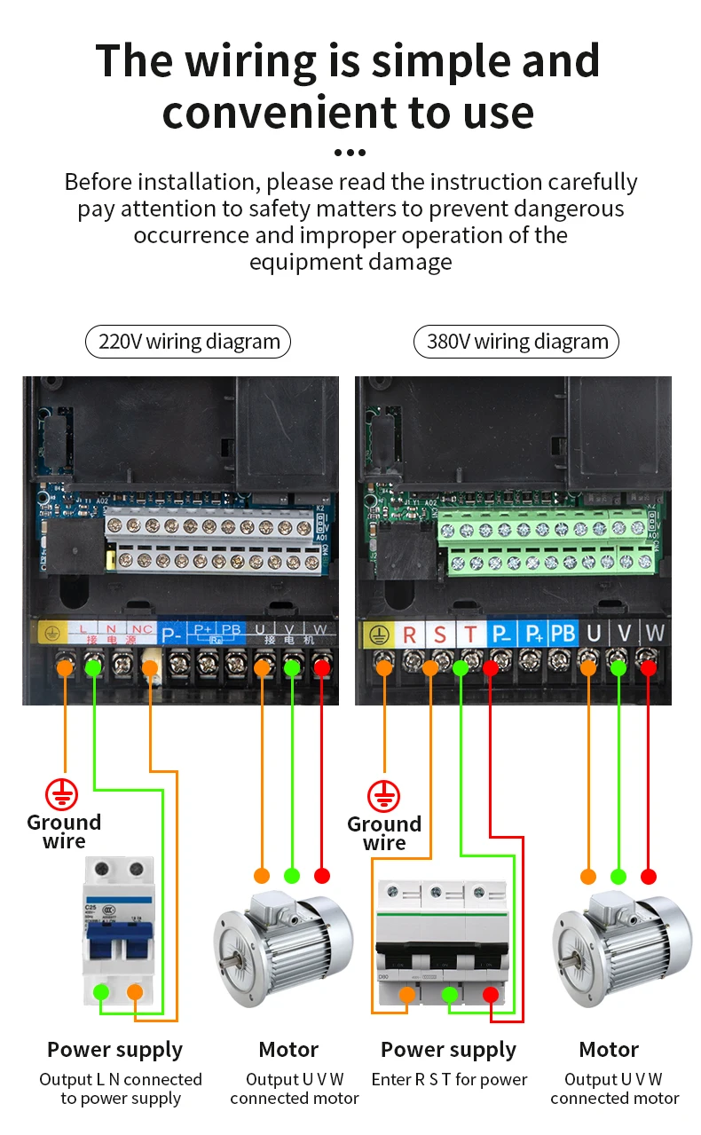 Three Phase Inverters Motor Inverter Variable Frequency 380V 5.5KW