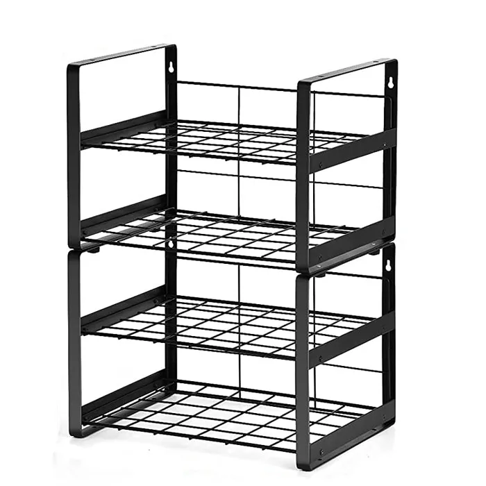 Stackable Water Bottle Storage Rack - Black Metal Wall Mount