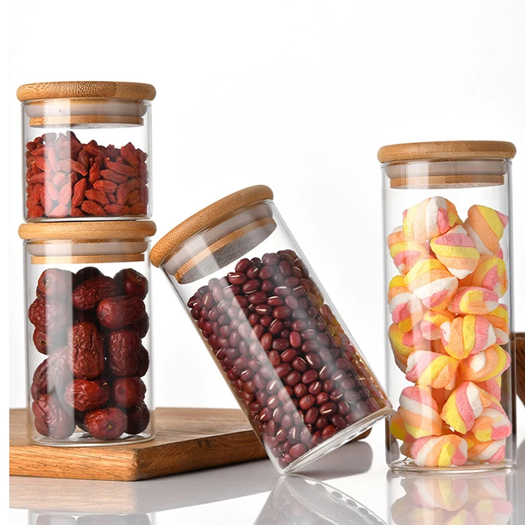 500ml 1000ml 1l Wholesale Food Storage Glass Containers With Bamboo Lid ...
