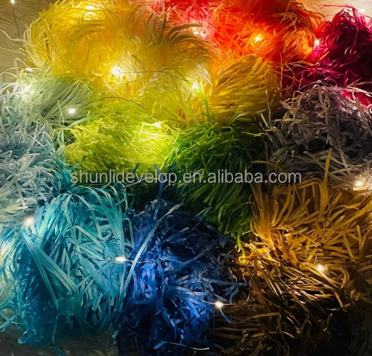 Multicolored Raffia Paper Shreds Strands Shredded Paper Crinkle ...