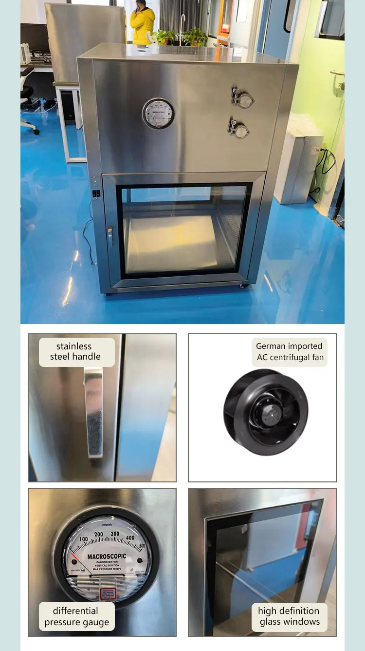 Customized Stainless Steel Pass Box Static Type Electrical Interlock ...