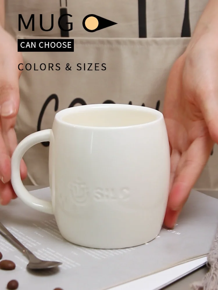 Reusable Custom Engraved Relief Logo White Ceramic Coffee Tea Water ...