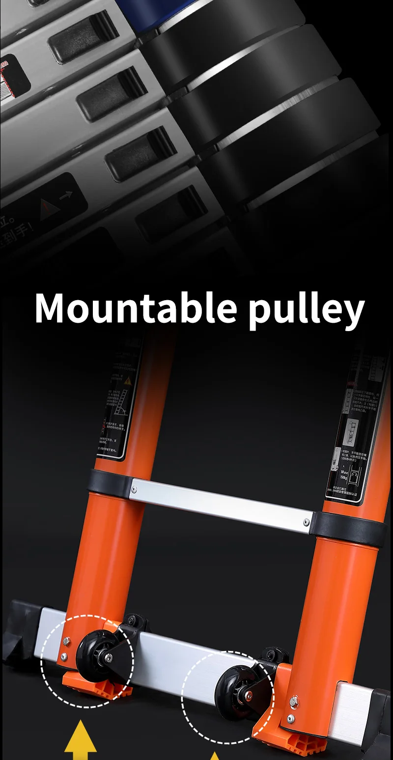 3.8m Telescopic Retractable Ladders Modern Machinery Machine Aluminum ...