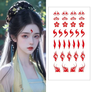 Chinese Style Face Forehead Printed Hanfu Flower Body Temporary ...