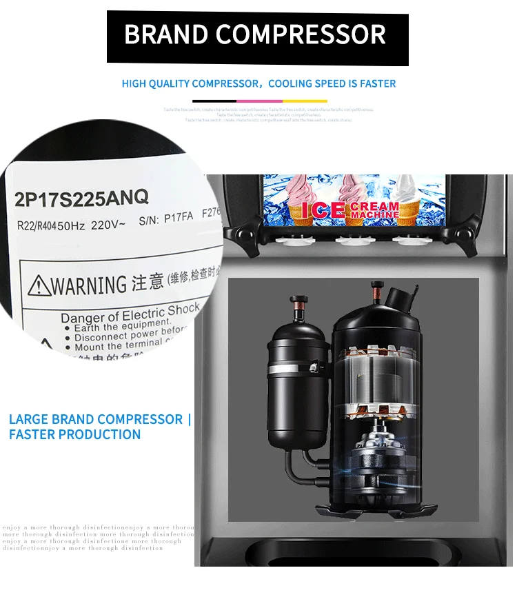 Table Top Mini Soft Serve Ice Cream Machine Double Bucket Three Flavors ...