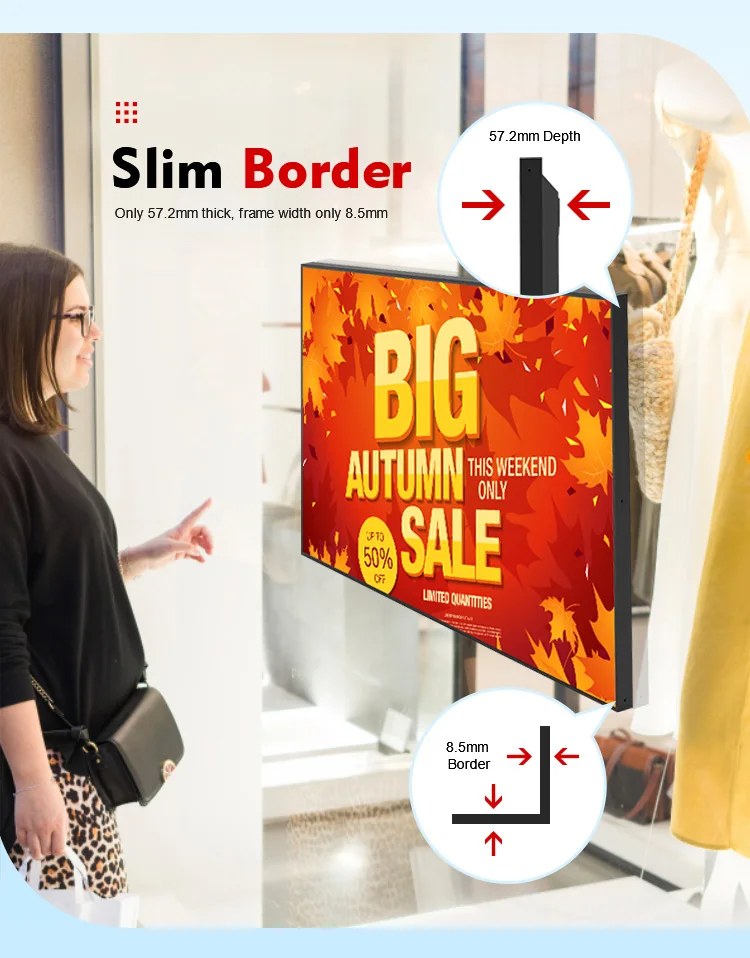 Floor Standing 43 Inch Double Sides Lcd High Brightness Window Facing ...