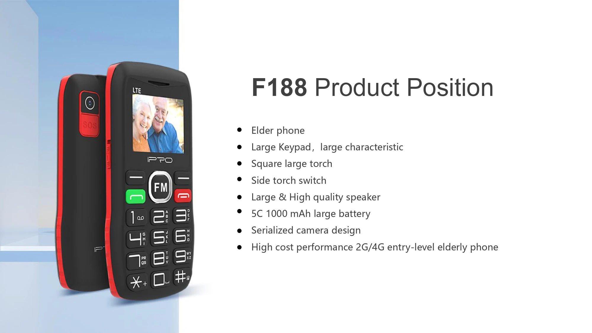 Alibaba.com: IPRO F188 Senior Phone with 1000mAh battery, SOS emergency ...