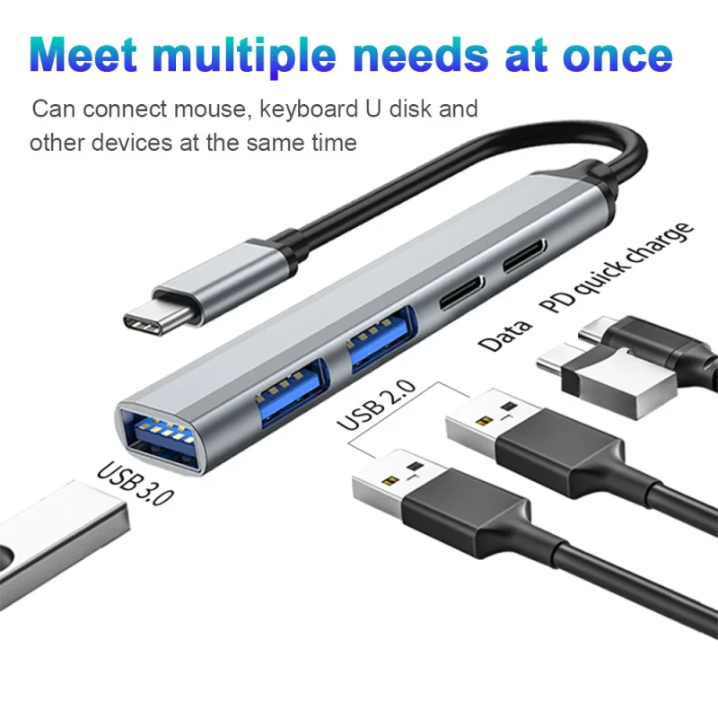 Portable Mini Usb C Hub Extension Splitter 5 In 1 Multiport Usb 3.0 ...