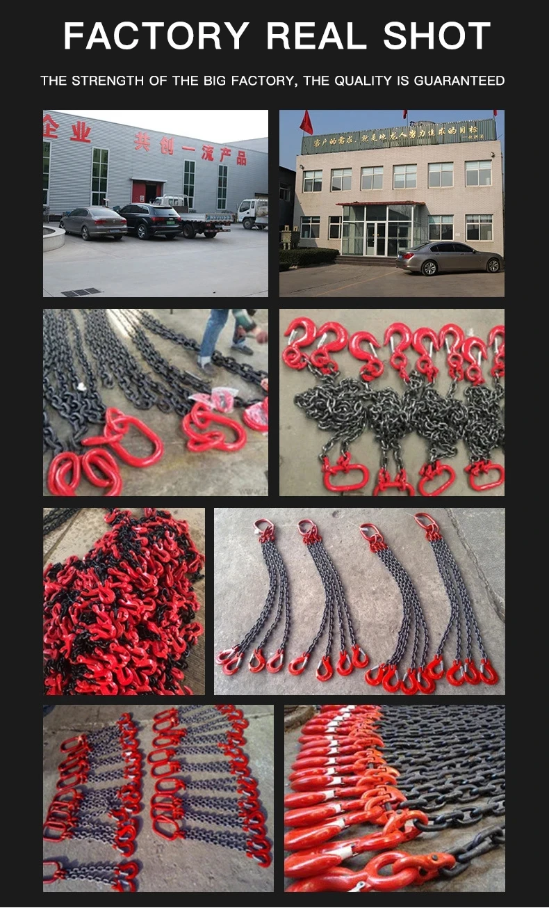 8 Ton 2-Leg Chain Sling 16 mm Diameter Grade 80 Welded Steel Hoisting ...