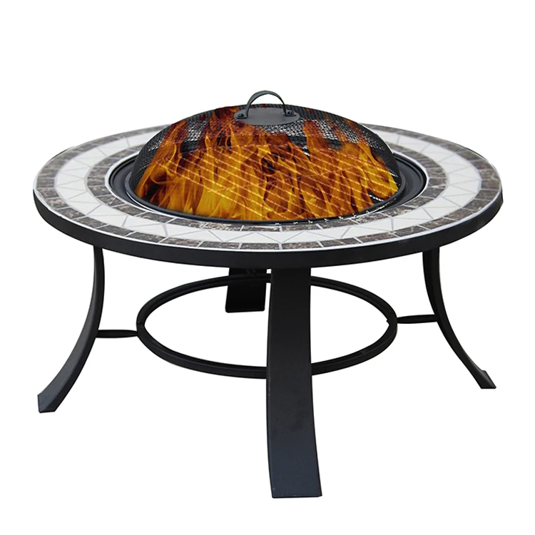Glass Mosaic Garden Brazier Charcoal Table Fire Pit Wood Burning For ...