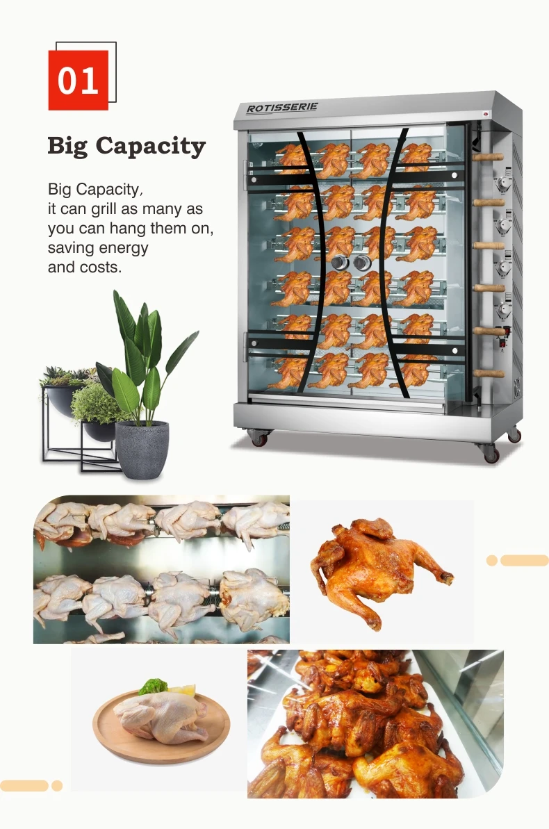 Automatic Rotary Vertical Gas Rotisserie Chicken Roaster