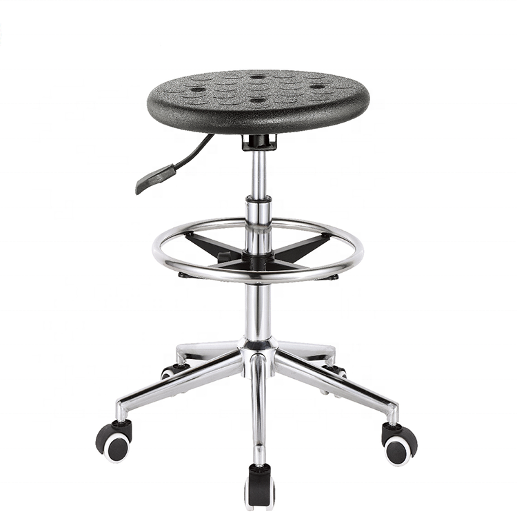 Heavy Duty Factory Cleanroom Office Pu Foam Lab Stool With Chrome ...