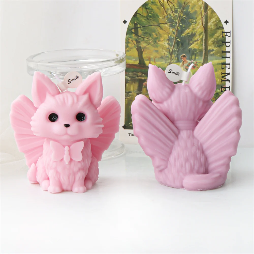 Wings Cat Silicone Mold Fox With Butterfly Candle Mould Cartoon Animal ...