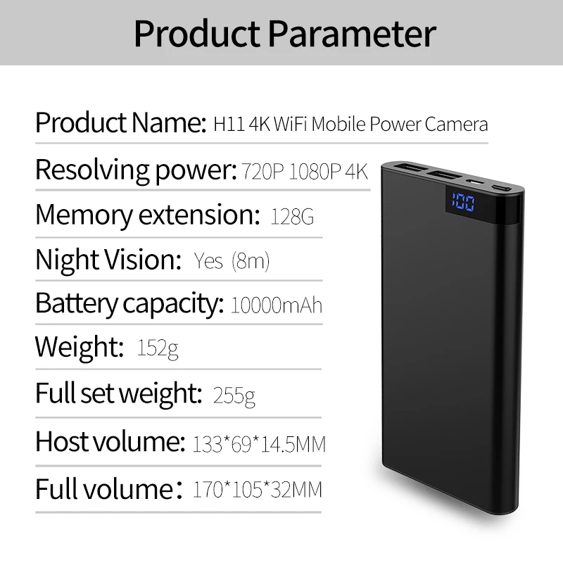 Wholesale Portable H11 Hidden Spy Camera 10000mah Battery Wifi Power ...