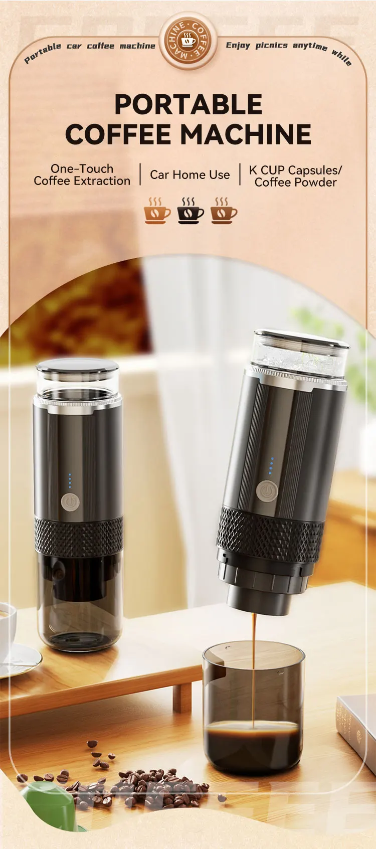 2025 Good Business New Trending Camping Electric Travel K Cup Car Mini ...