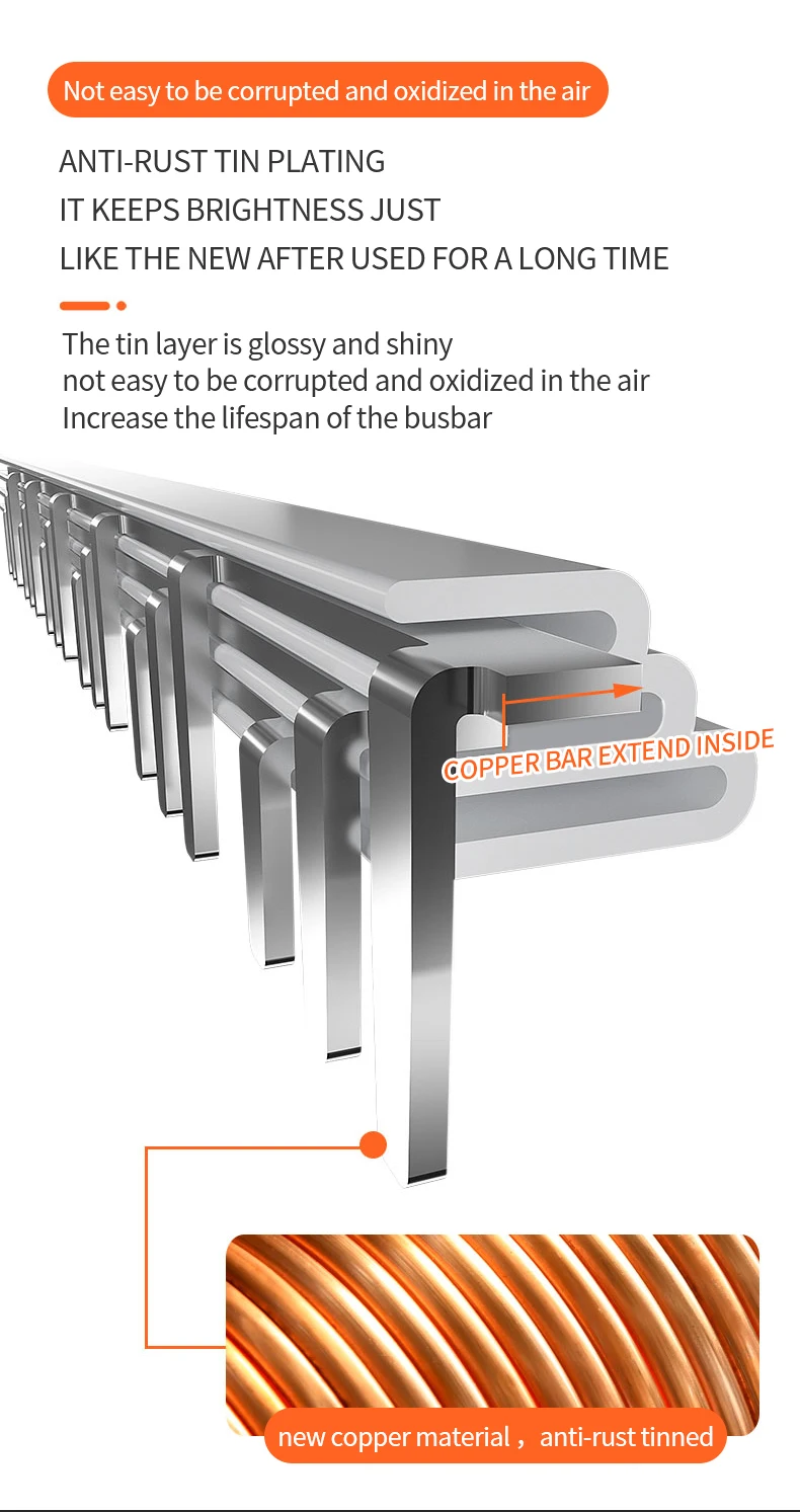 1P 70A U-type Motorised Copper Busbar Copper Busbar for Distribution ...