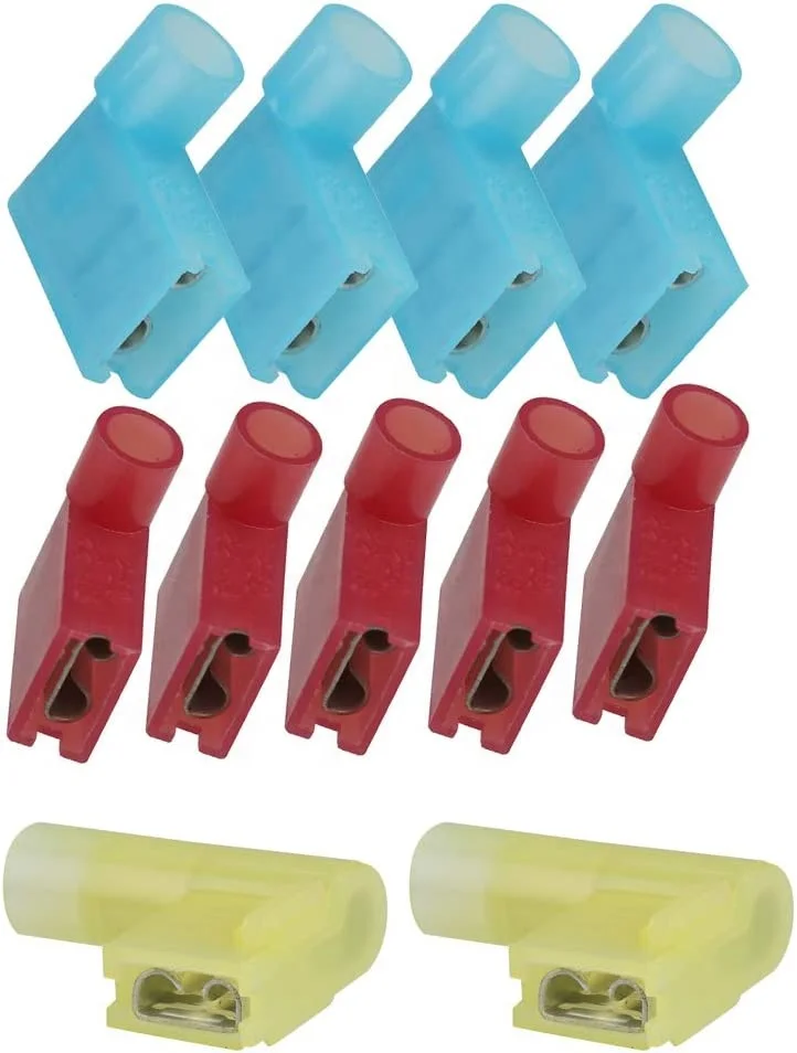 90 Degree Nylon Flag Spade Female Insulated Quick Disconnects Electrical Crimp Wire Terminals ...