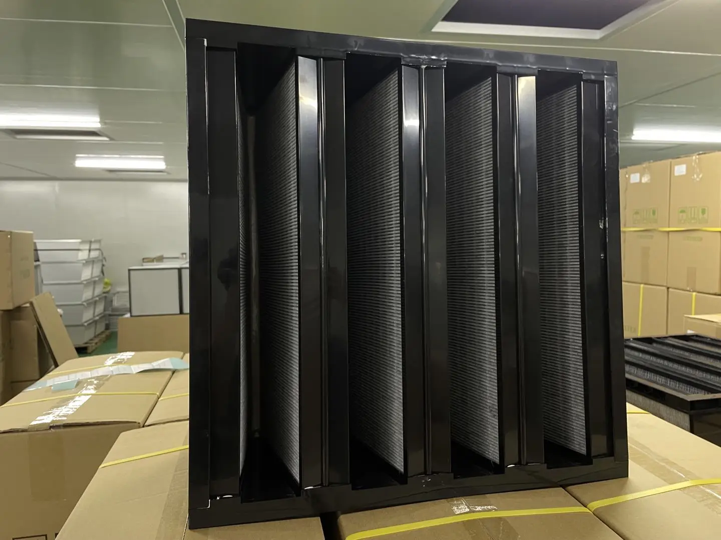 V Cell AHU Hepa Filter Medium Efficiency F7 Plastic Frame Mini-pleated ...