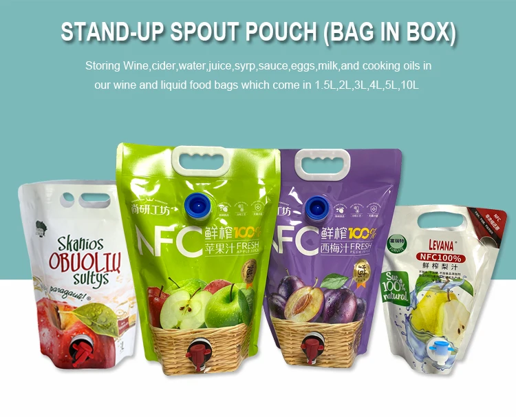 Custom 1l 2l 3l 5l Bag In Box Wine Juice Coffee Stand Up Pouches With ...